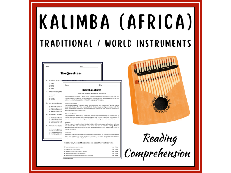 Traditional / World Instruments Reading Comprehension Passages ...