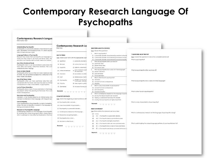 Contemporary Research Language Of Psychopaths | Teaching Resources