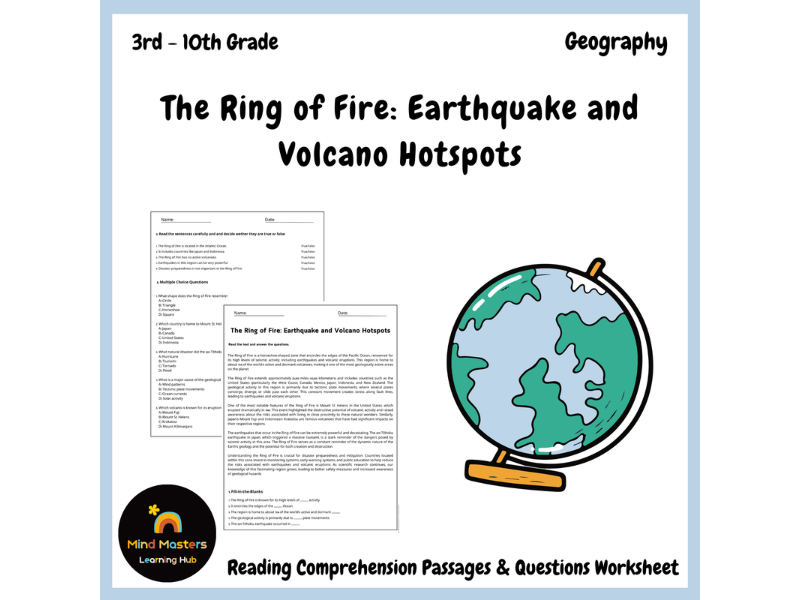 The Ring of Fire: Earthquake and Volcano Hotspots Reading Comprehension ...