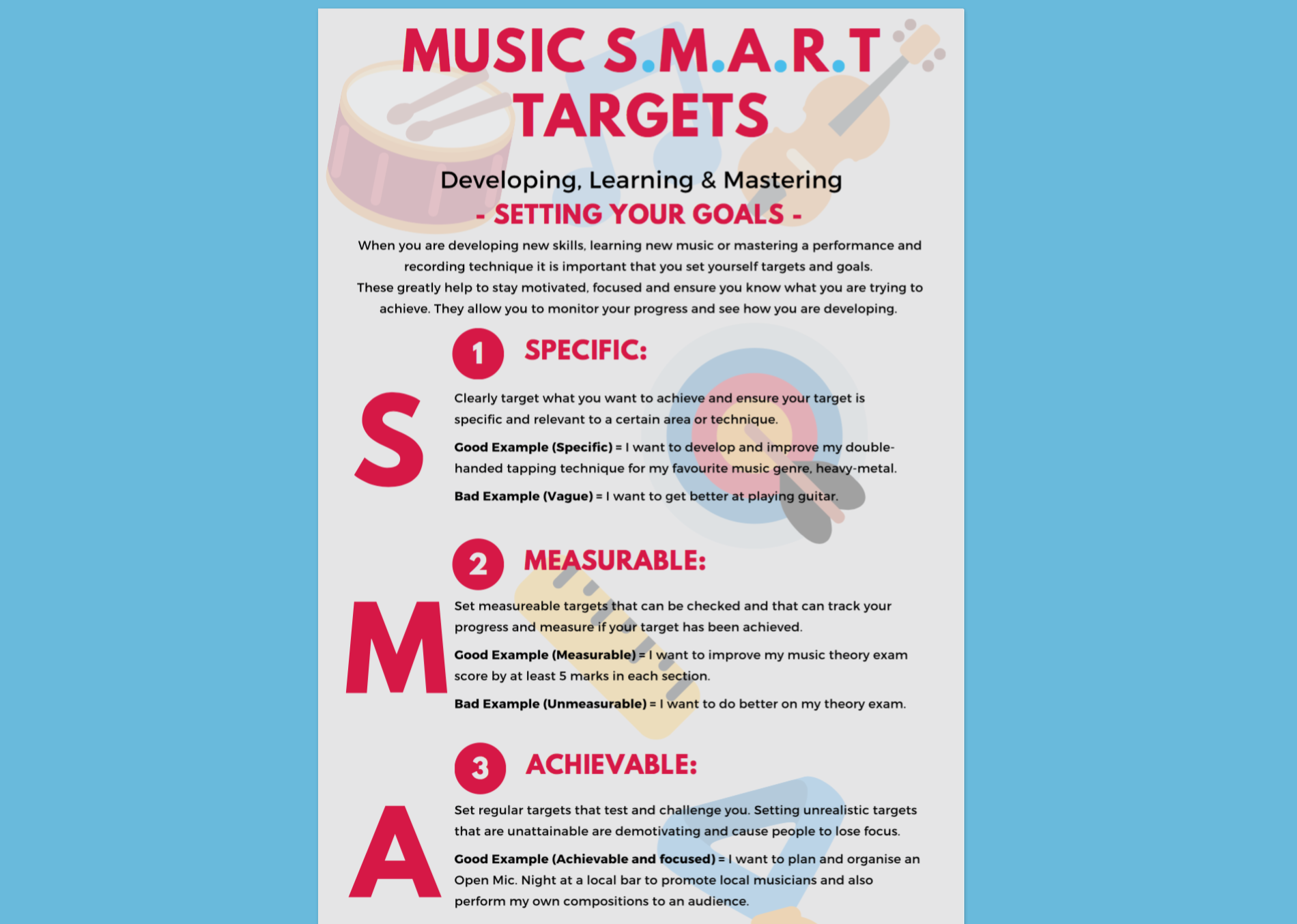 SMART Targets: Music-LESSON & INFOGRAPHIC | Teaching Resources