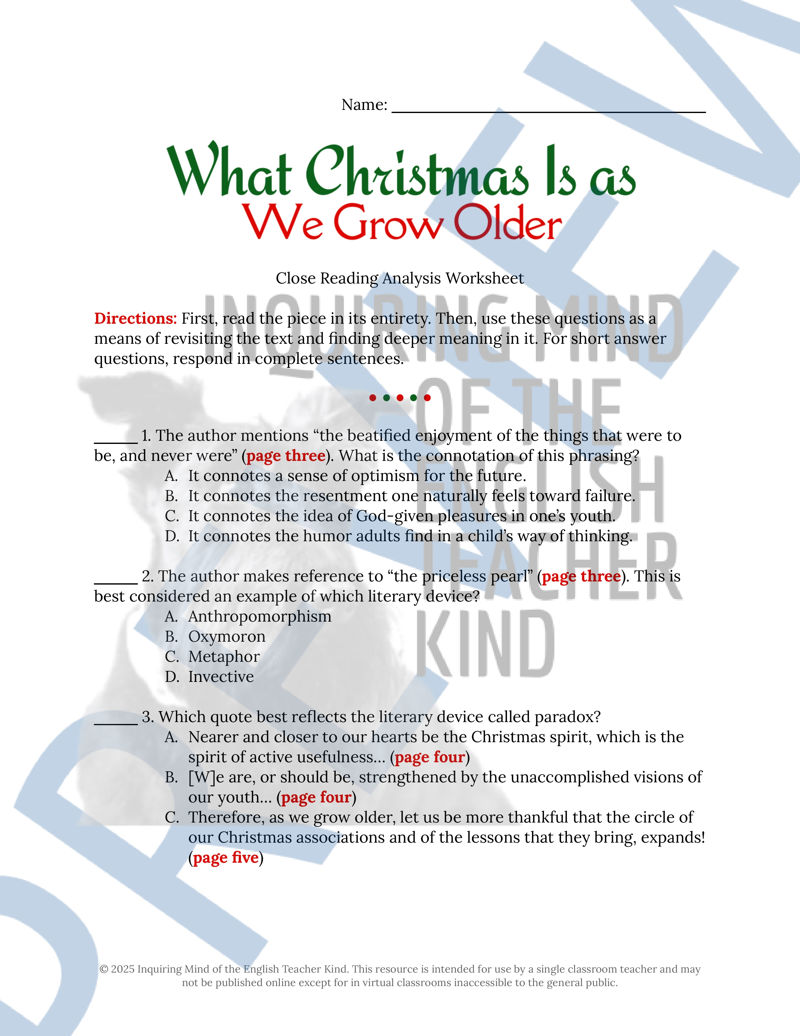 "What Christmas Is as We Grow Older" by Charles Dickens Close Reading ...