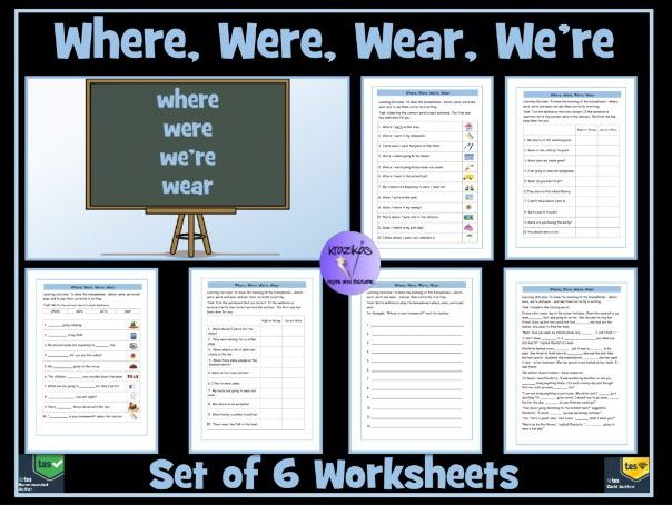 Homophones: Where, Were, We're and Wear | Teaching Resources
