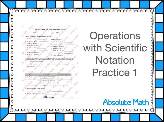 Operations with Scientific Notation Practice 1 | Teaching Resources