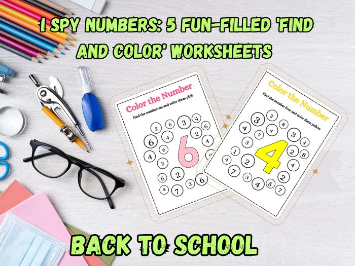 I Spy Numbers: 5 Fun-Filled 'Find and Color' Worksheets | Teaching ...