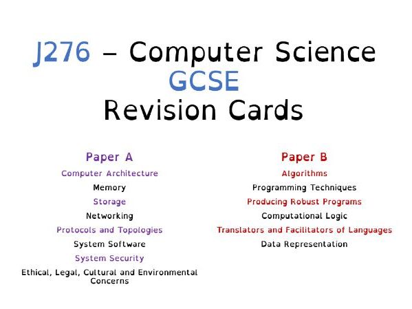 J276 - Computer Science GCSE - Revision Cards | Teaching Resources