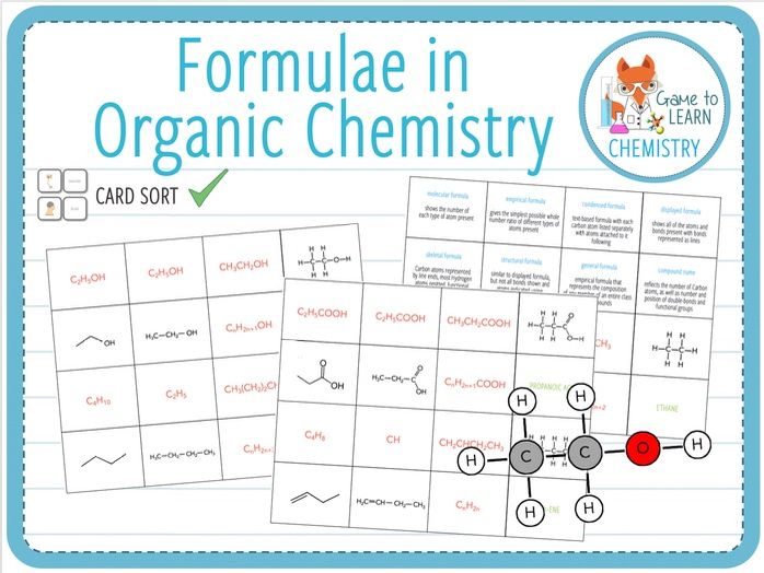 Formulas in organic chemistry - Card Sort (KS4/5) | Teaching Resources