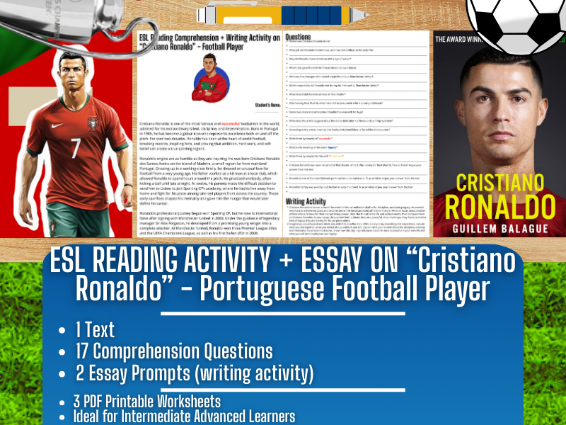 ESL Reading Comprehension + Writing Activity Worksheets - Cristiano ...