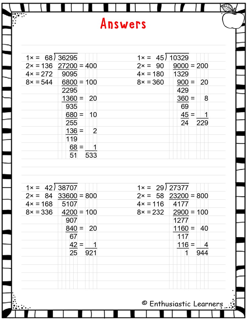Double Division with Remainders – 2-Digit Divisor & 3-Digit Quotient ...