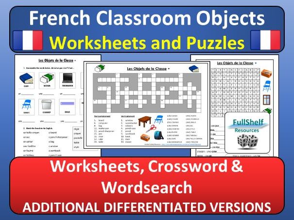 French Classroom Objects Worksheets (Les Objets de la Classe) by ...