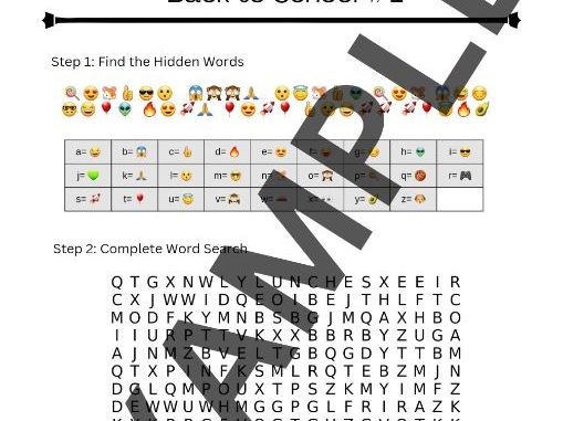 Cryptic Wordsearch - Back to School | Teaching Resources