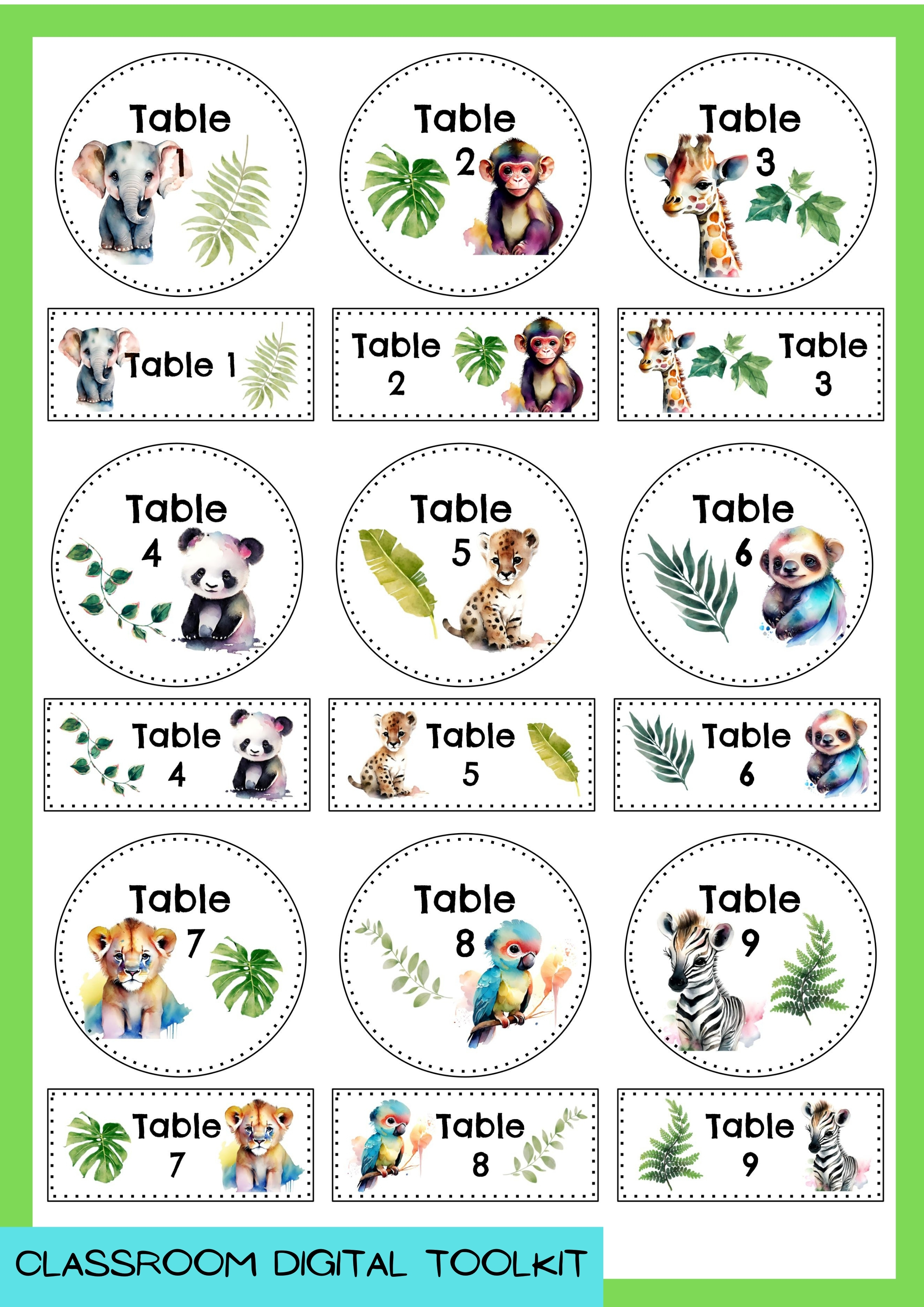 TABLE NUMBERS 1 - 10 (JUNGLE THEMED) (Classroom Decor) | Teaching Resources