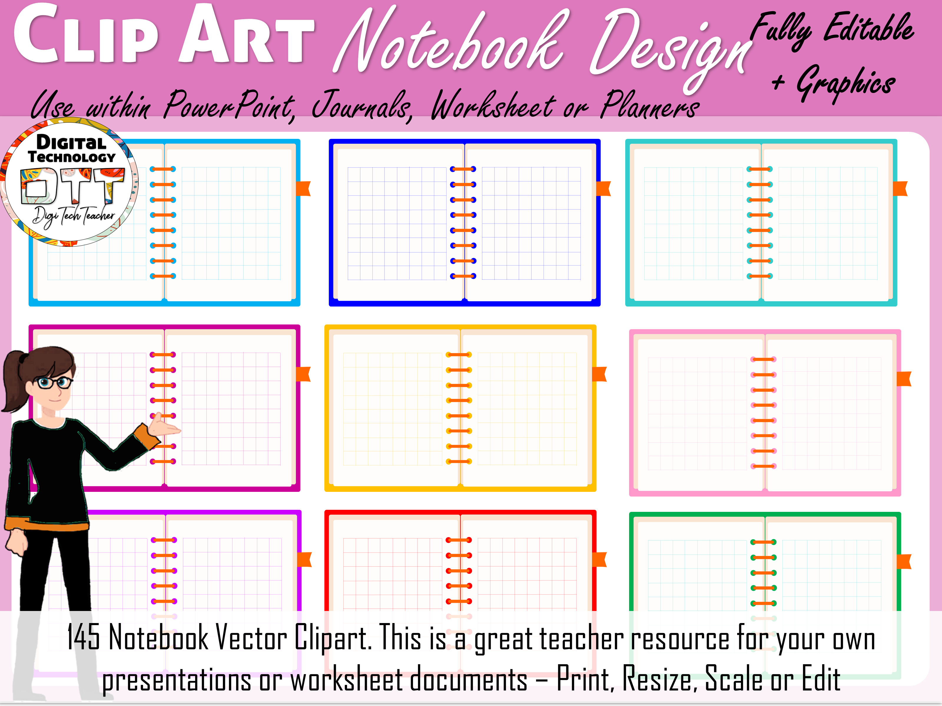 Notebook Text Frame Vector Clipart, Text Frame Clipart, Notebook Vector ...