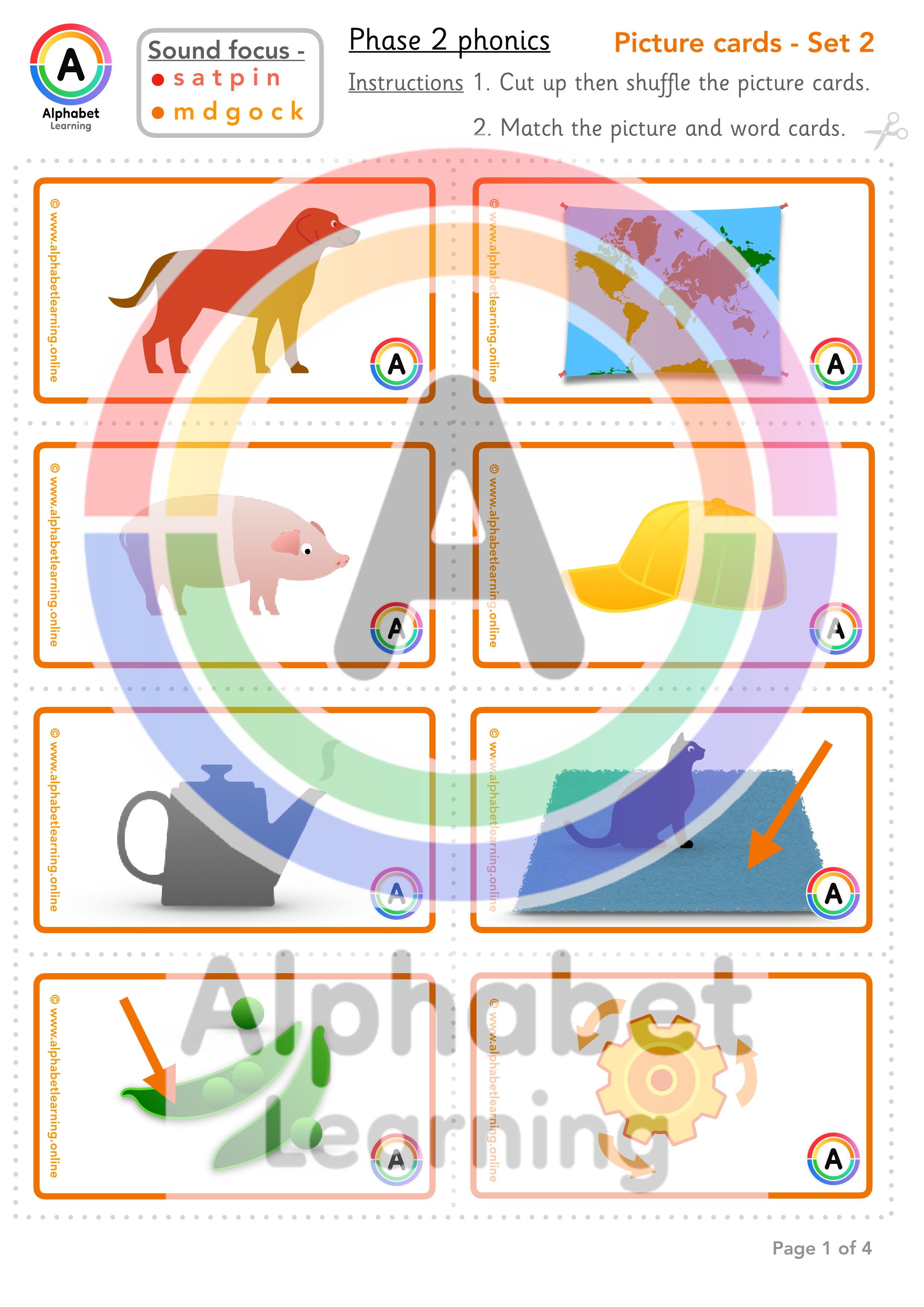 Phase 2 Phonics CVC Match Cards (m d g o c k) | Teaching Resources