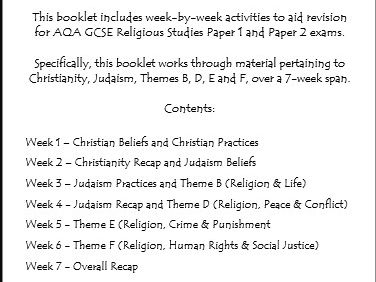 AQA GCSE RS Christianity/Judaism/Themes B,D,E,F Revision Booklet ...