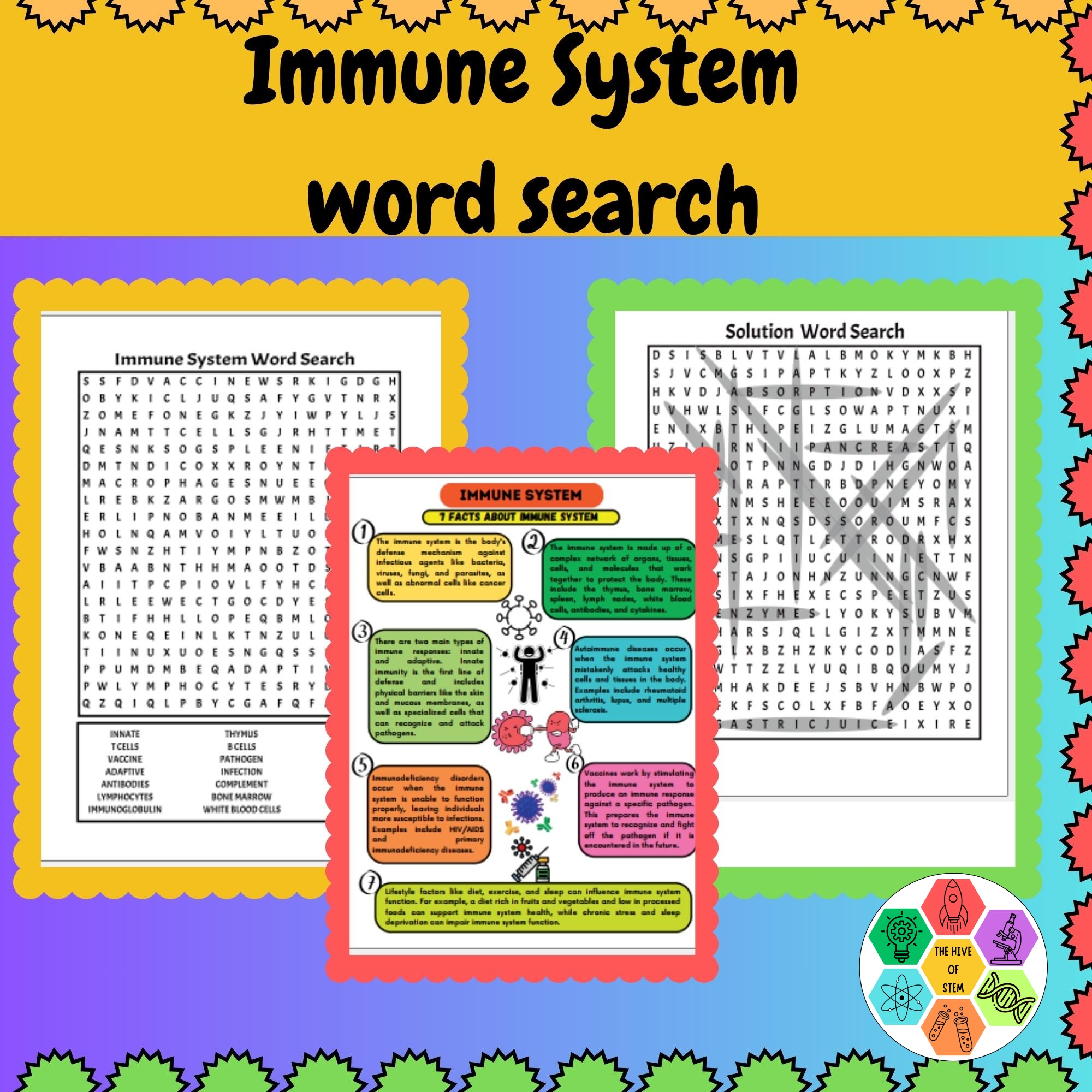 Human Body Systems | Immune System | Facts and Word Search | Teaching ...
