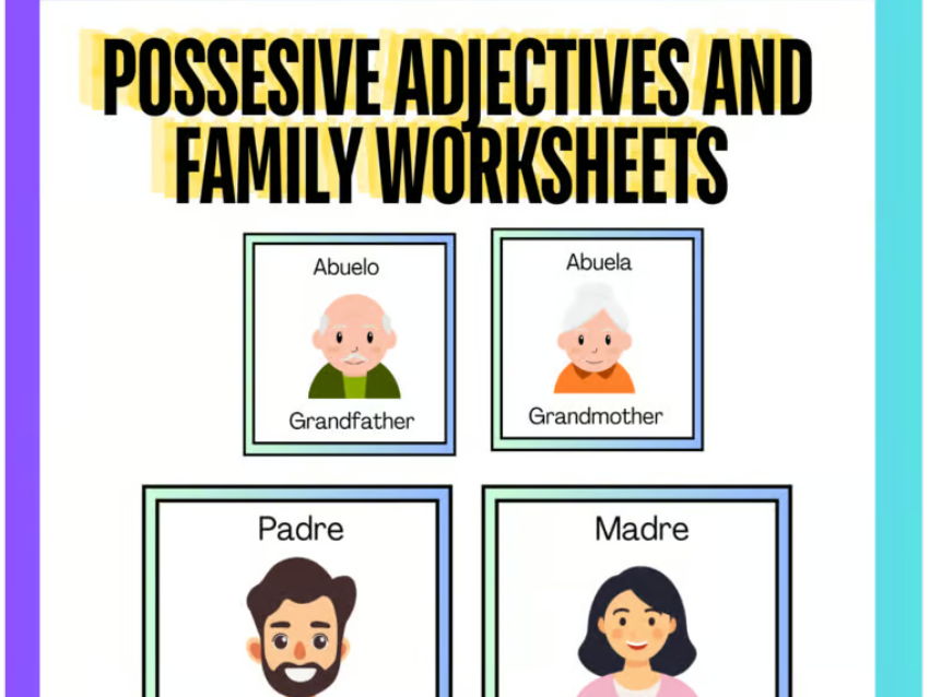 Spanish Possessive Adjectives and Family Worksheet | Family Vocabulary ...