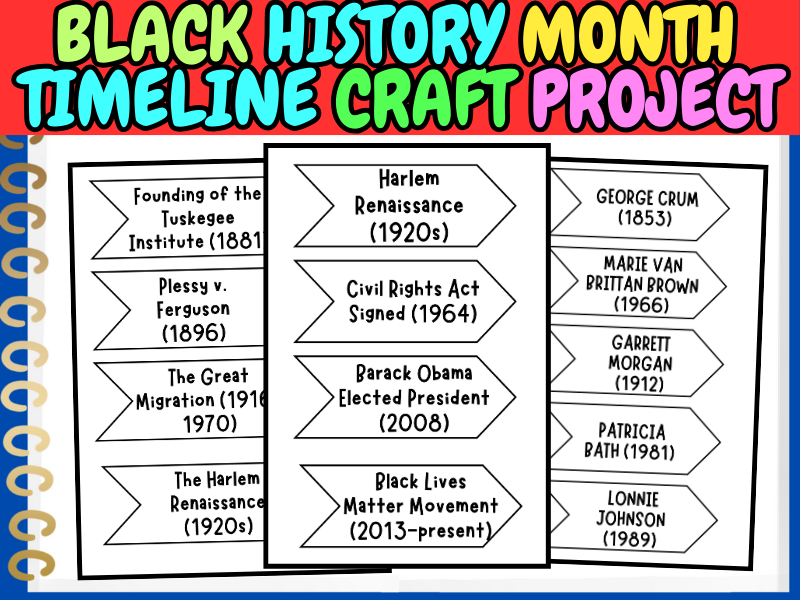 Black History Month Time line Printable Project Worksheets | Teaching ...