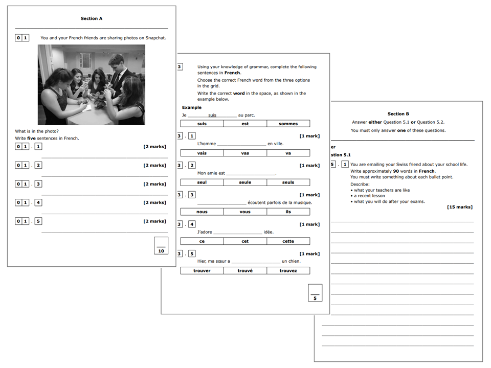 AQA GCSE French (2026) – Foundation Writing Practice Paper (Set 1 ...