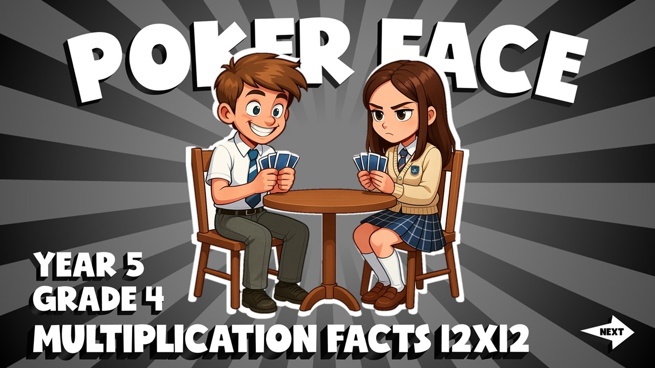 Multiplication Facts 12x12 POKER FACE Maths Game | No-Prep Year 5 ...