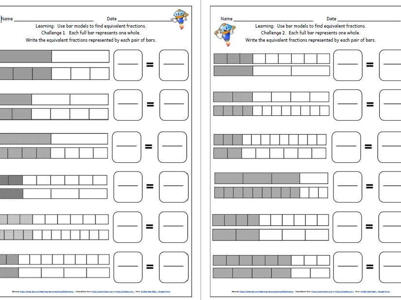Fractions Year 3 Bar Model Equivalents Teaching Resources