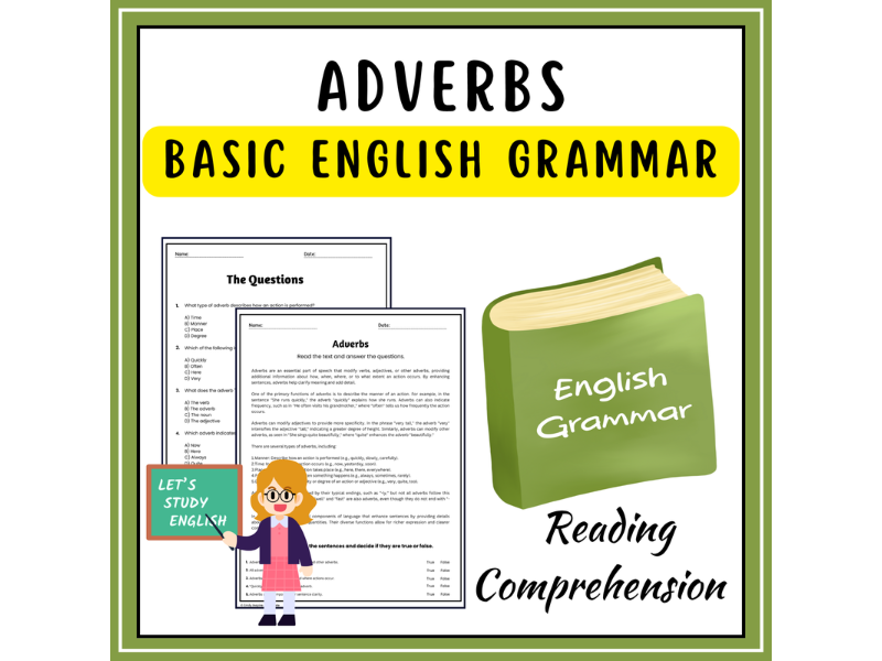 Adverbs Reading Comprehension Passages & Questions Worksheets ...