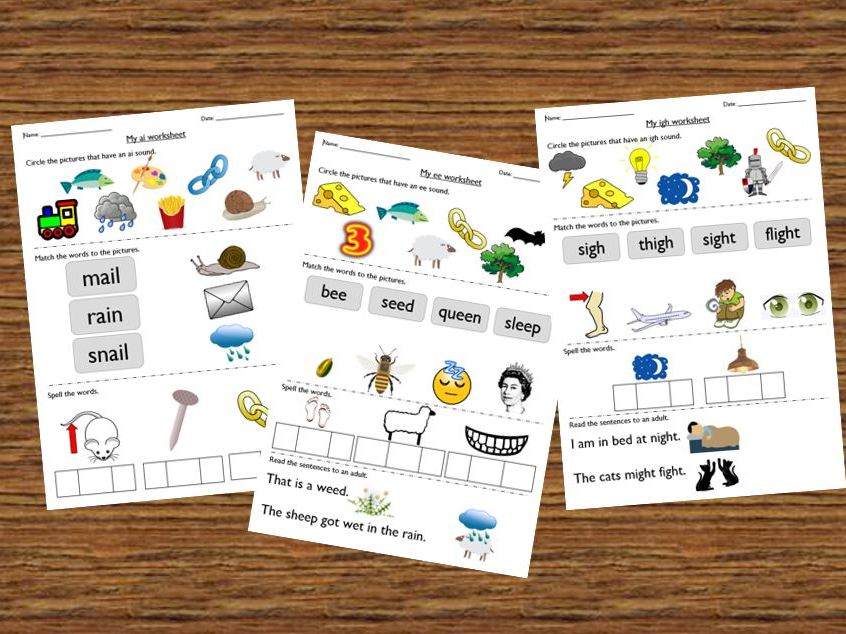 Differentiated Phonics Sheet Bundle - ai ee igh oa oo | Teaching Resources