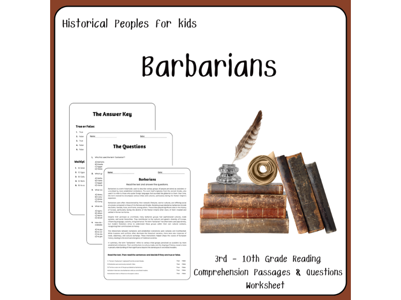 All About Barbarians Reading Comprehension Passages & Questions ...