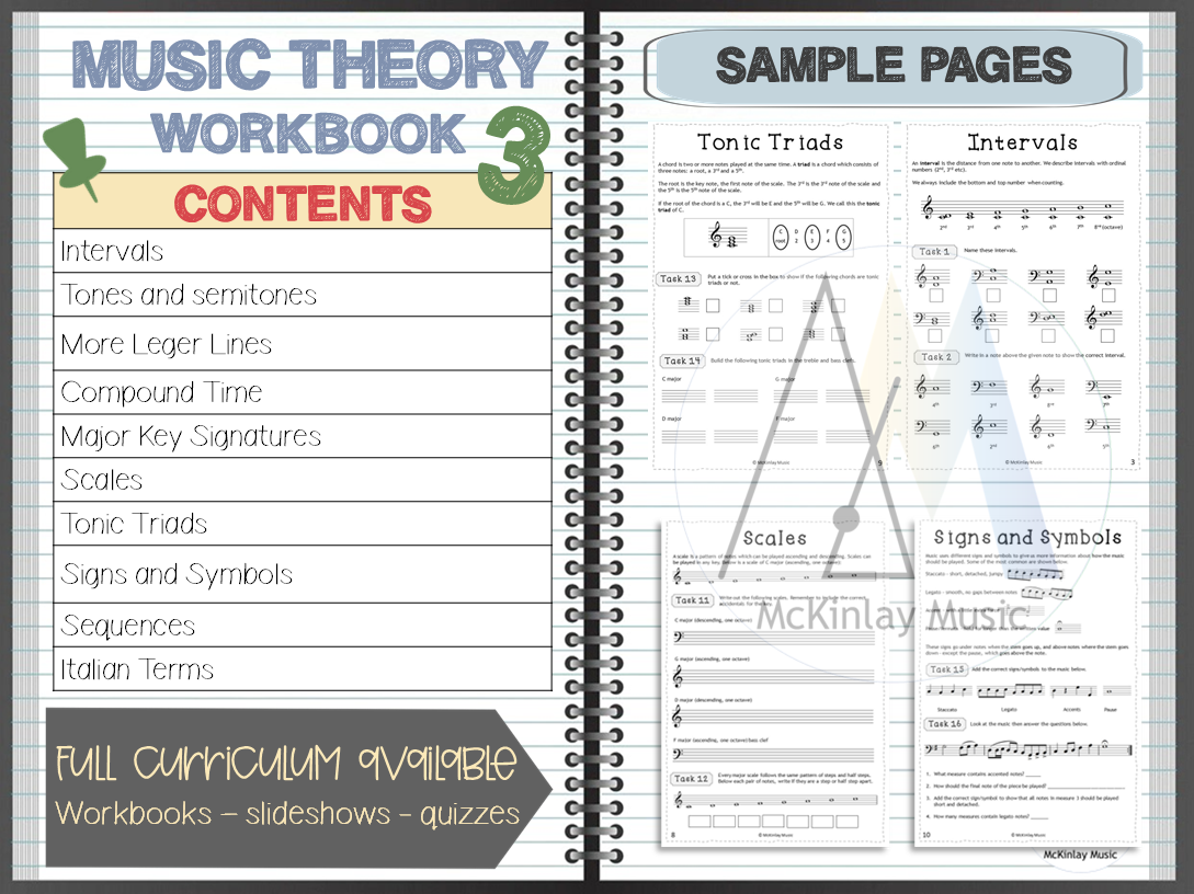 Music Theory Workbook 3 for beginners | Teaching Resources