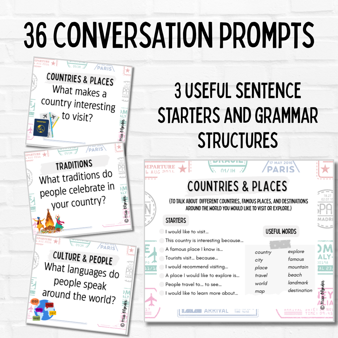 Around the World Speaking Activities – ESL Conversation Cards with ...