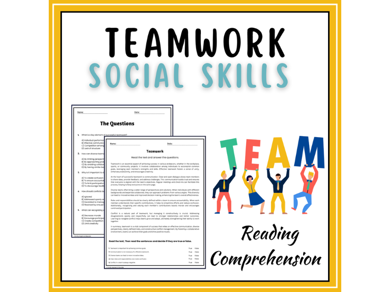 Teamwork - Reading Comprehension Passages & Questions Worksheets ...