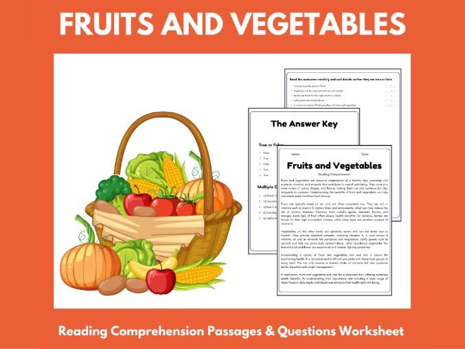 Fruits and Vegetables: Reading Comprehension Passages & Questions ...