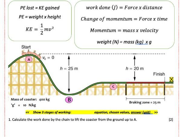 Roller Coaster Energy Worksheet