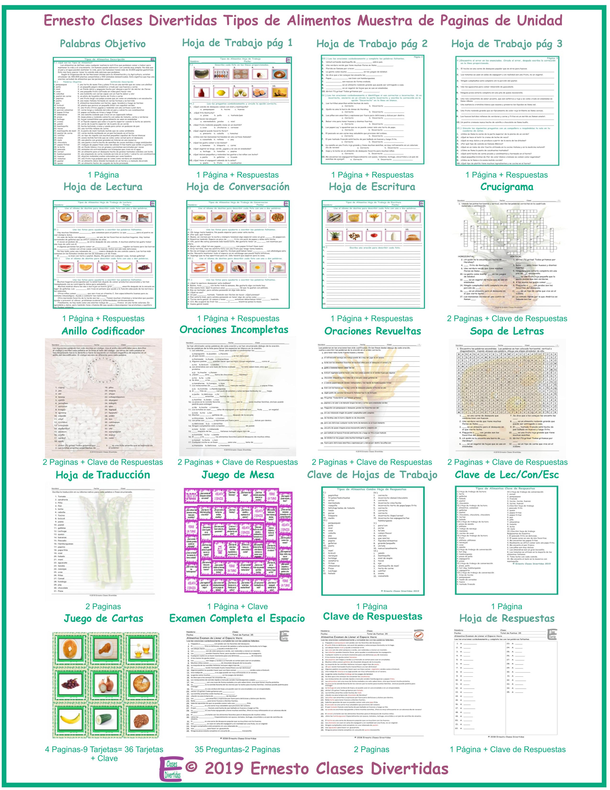 Food Items Spanish Unit Bundle Teaching Resources