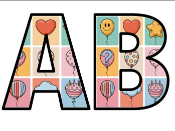 Balloons Sky Helium Party Up Lettering Set Display Title Letters ...