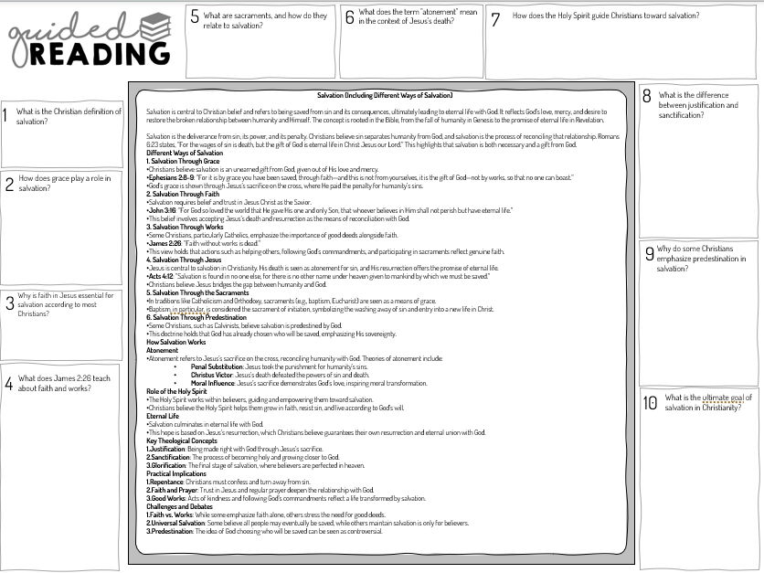 Christian Beliefs: Salvation Guided Reading | Teaching Resources