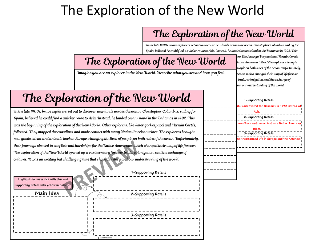 The Exploration of the New World | Main Idea and Supporting Details ...