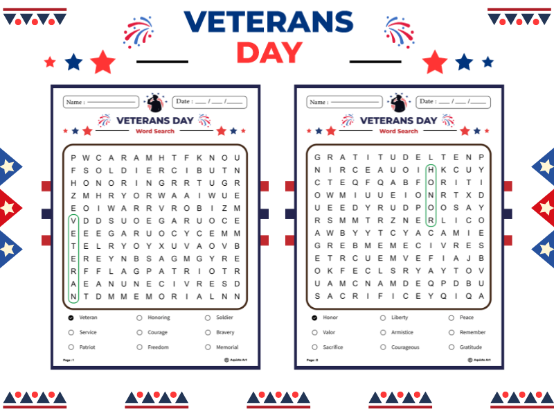 Veterans Day Word Search Puzzle : Appreciation Activity | Teaching ...