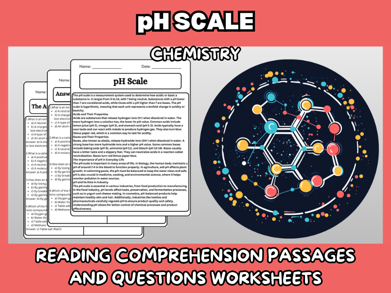pH Scale - Chemistry Reading Comprehension Passages & Questions ...