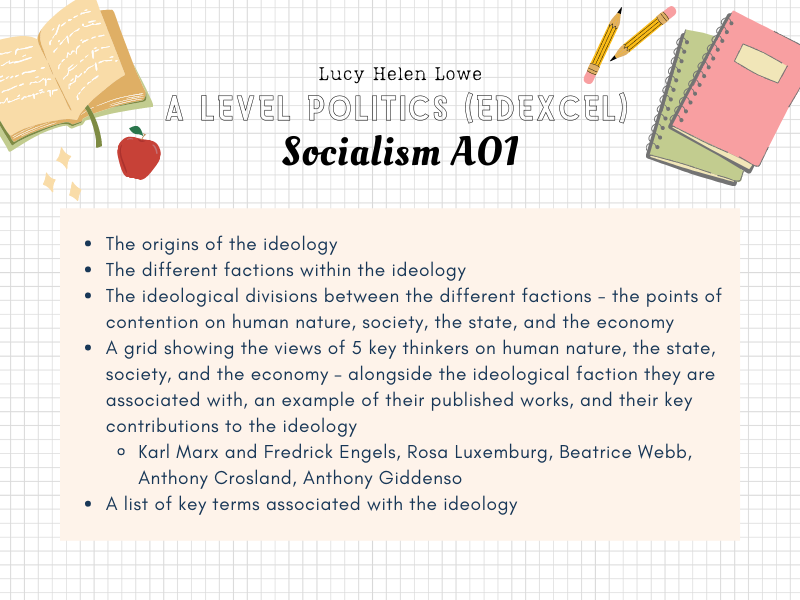 Politics A Level Edexcel - Socialism Core Political Ideas / Ideologies Revision | Teaching Resources