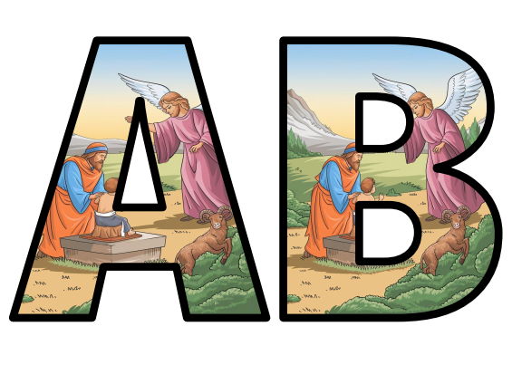 Bible Story Abraham Isaac Stone Alter Lamb Lettering Set Display Title ...