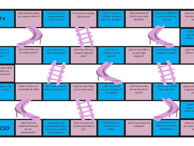 Present Simple Tense Statements Spanish Chutes and Ladders Board Game ...