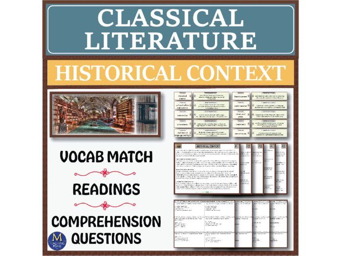 English Classical Literature: Historical Context Reading Comprehension ...