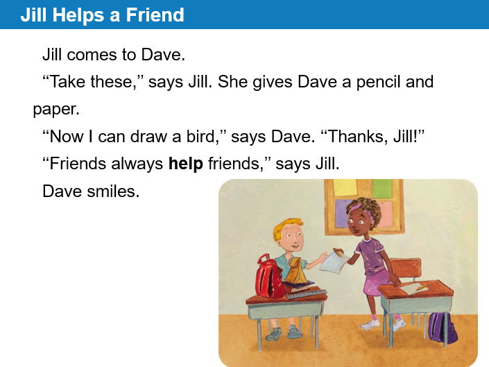 Jill Helps a Friend | Reading Comprehension for Grade 2 and 3 ...