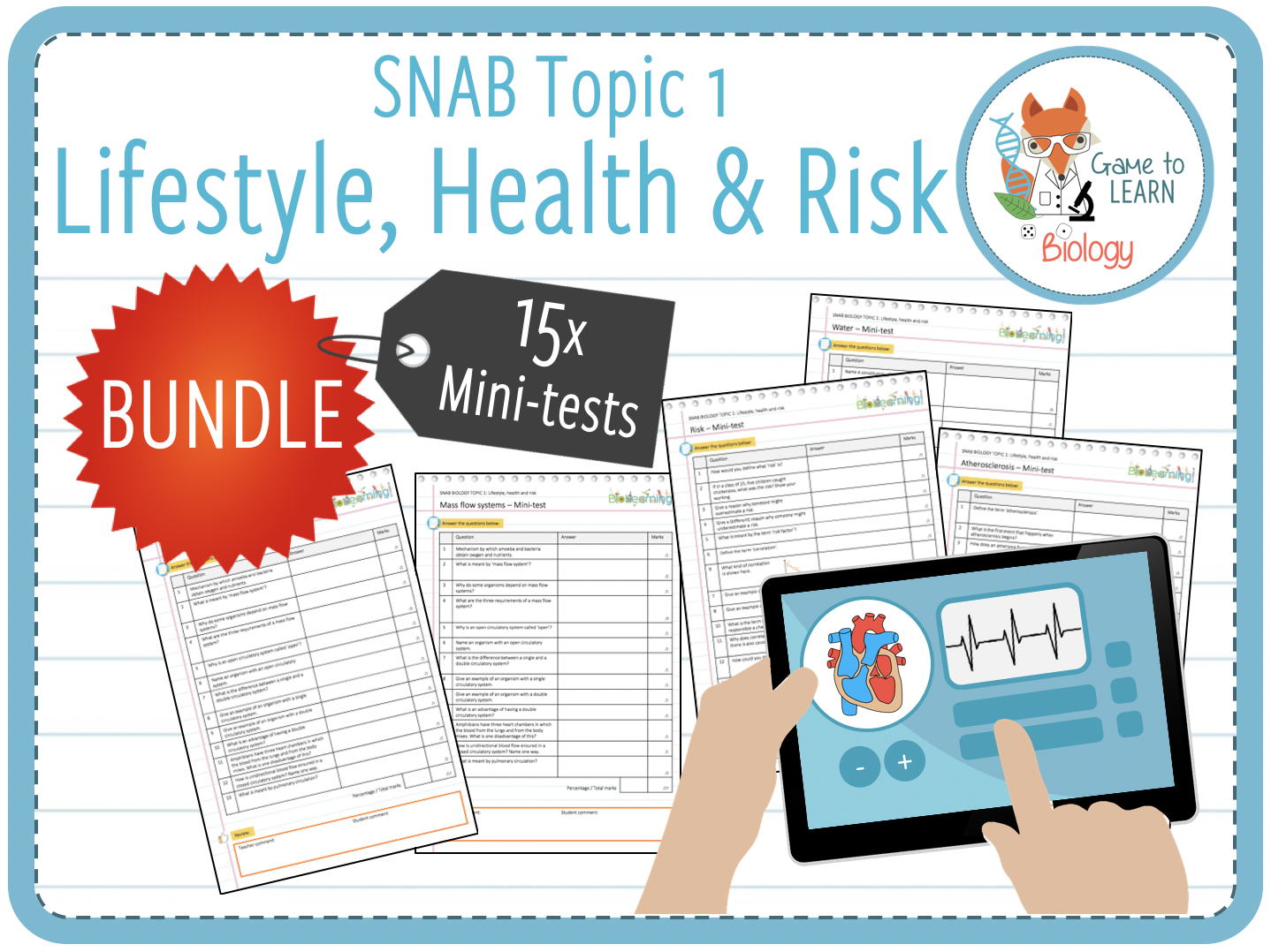 SNAB Biology Topic 1 - 15x Mini-tests | Teaching Resources