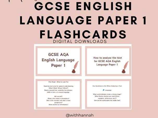 GCSE English Language Paper 1 Flashcards (AQA) – Digital Download ...