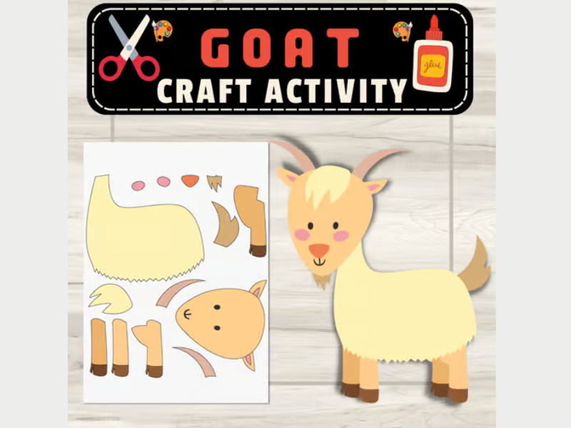 Goat Craft Cut & Paste Activity with Templates and Coloring Page for ...