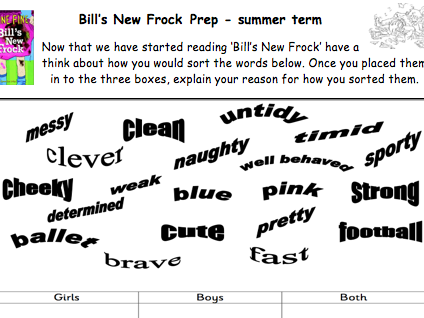 Bill's New Frock Guided Reading Activities | Teaching Resources
