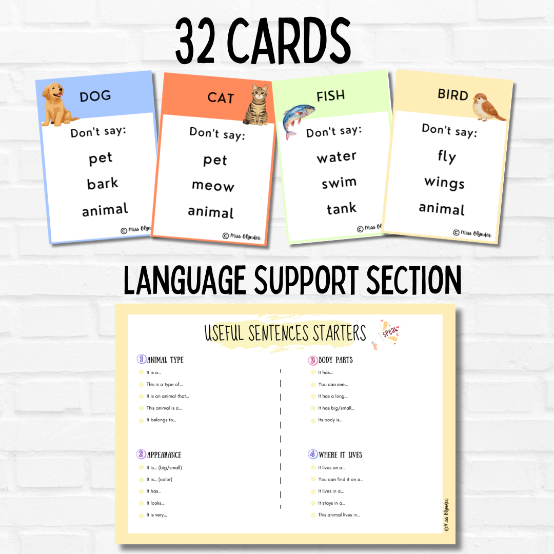 Pets Animals Taboo Game – ESL Speaking Activity | Vocabulary Game | No ...
