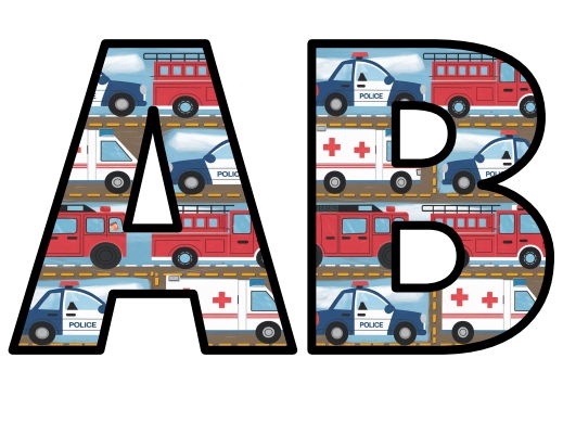 Emergency Service Police Ambuland Fire Truck Lettering Set Display ...