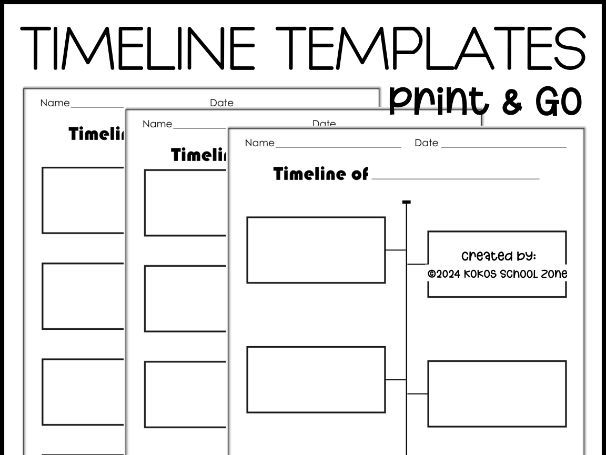 Blank Timeline Templates - Printable Graphic Organizers for Any Subject ...